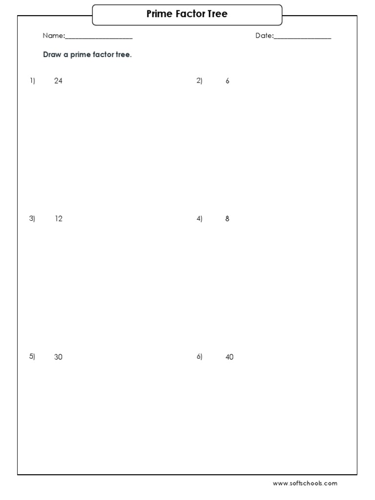 Prime Factor Tree Worksheet | PDF | Computers