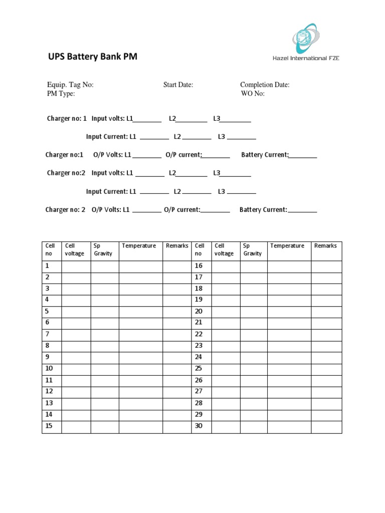 UPS Battery Bank PM: Equip. Tag No | PDF | Battery Charger | Electronic ...