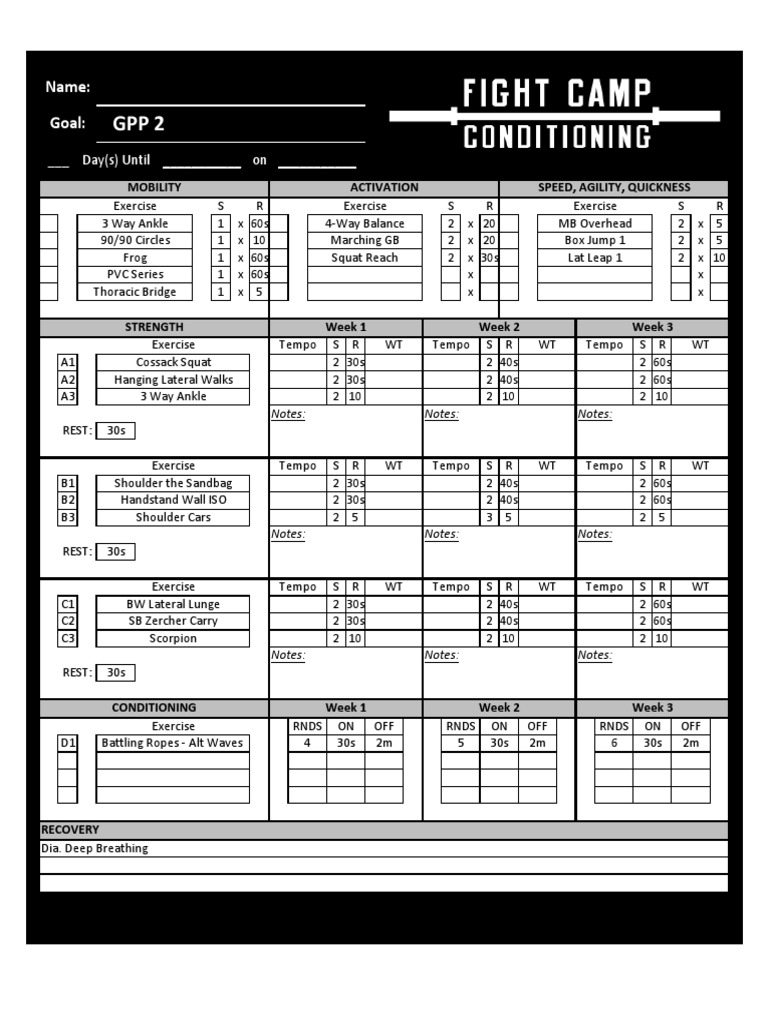 GPP 2 Week Strength, Mobility and Conditioning Program | PDF | Sports ...
