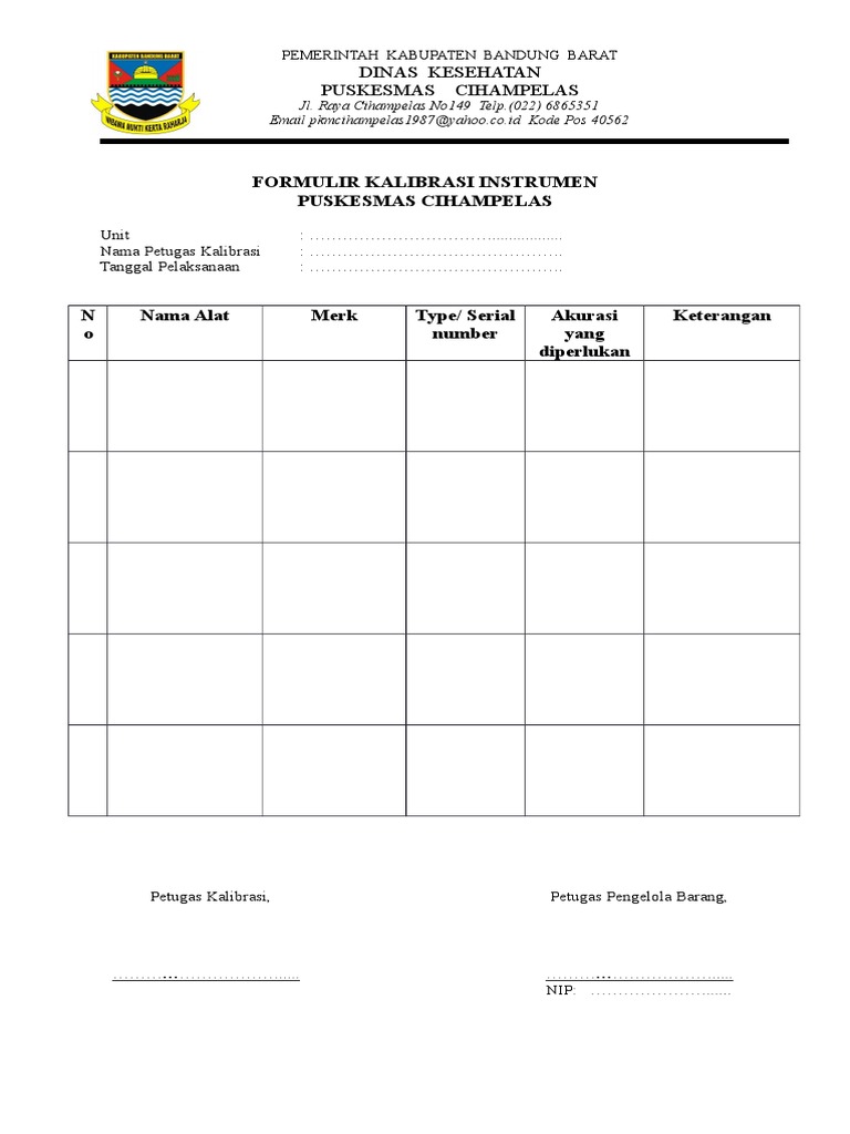 Formulir Kalibrasi Instrumen | PDF