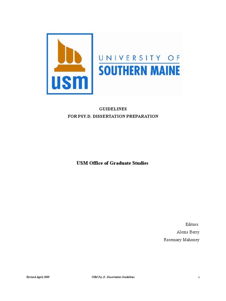 USM Office of Graduate Studies: Guidelines For Psy.D. Dissertation Preparation | PDF | Thesis ...