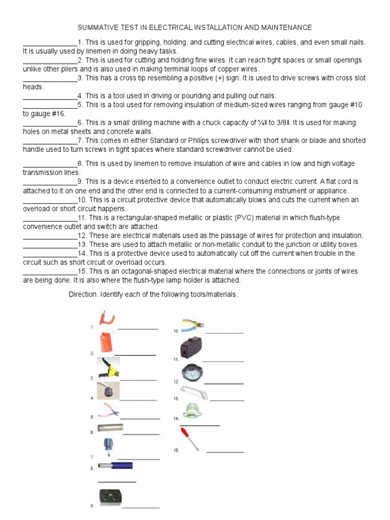 Summative Test in Electrical Installation and Maintenance | PDF