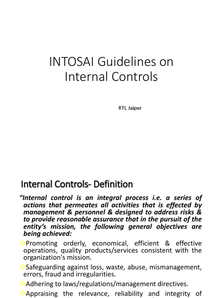 INTOSAI Guidelines On Int. Controls | PDF | Internal Control | Risk