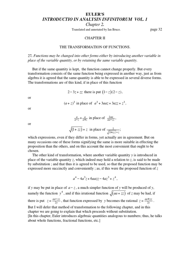 Introductio in Analysin Infinitorum Vol. 1: Place of The Variable ...