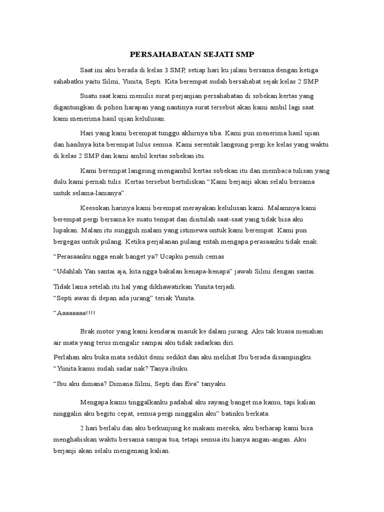Cerpen Persahabatan Sejati SMP | PDF | Puisi