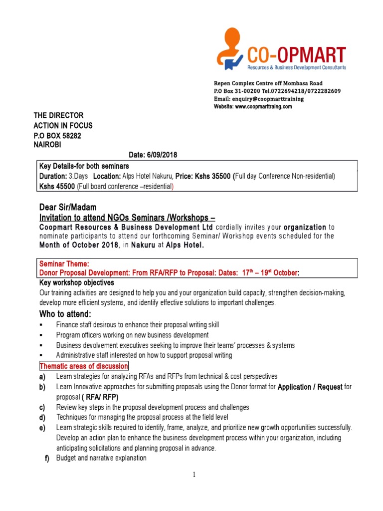Invitation Letter To NGOS ACTION FOCUS | PDF | Strategic Management ...