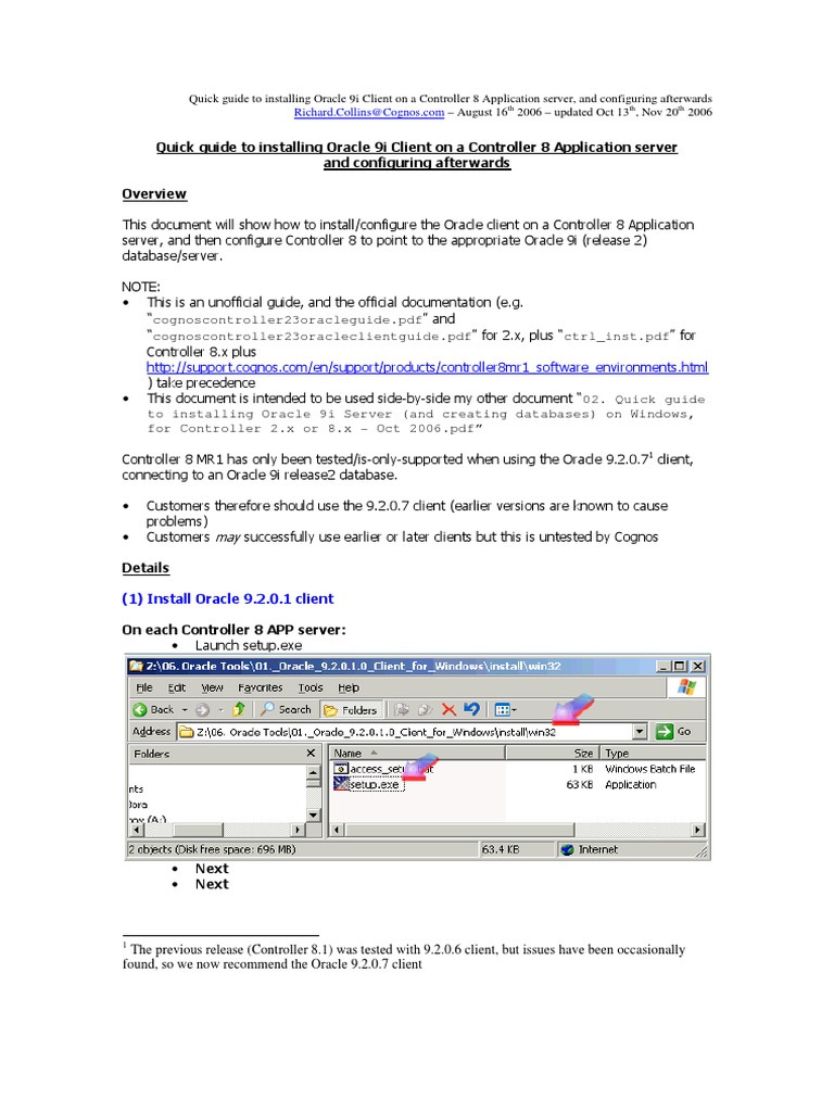 Quick Guide To Installing Oracle 9i Client On A Controller 8 Application Server And Configuring