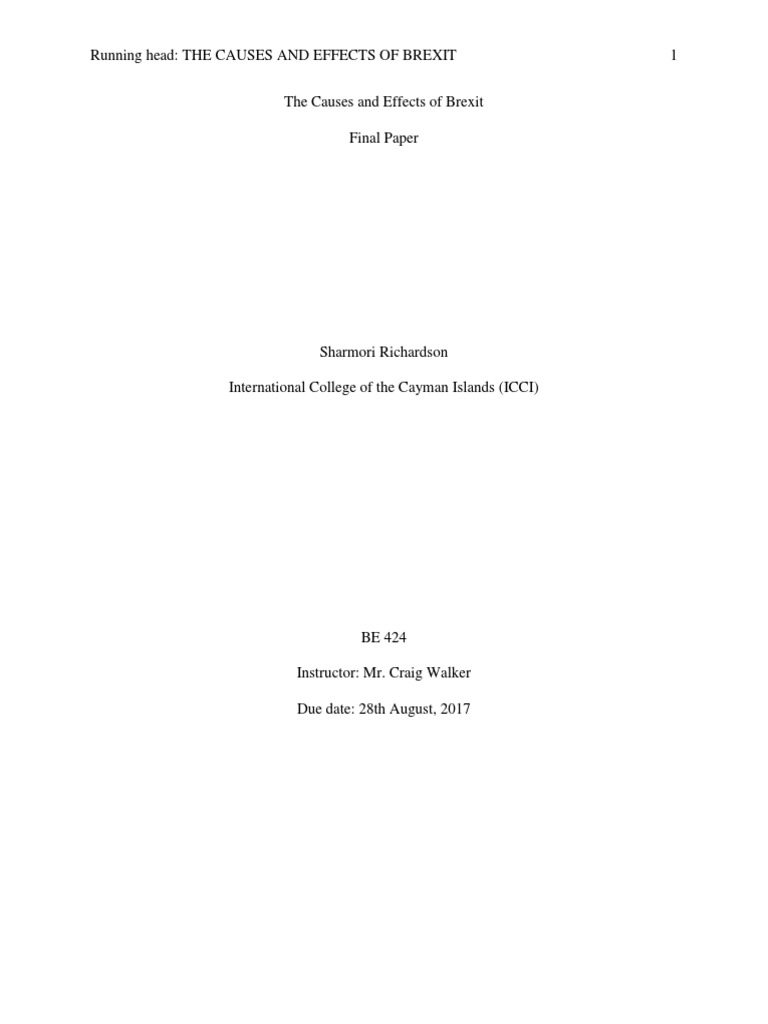 The Causes and Effects of Brexit Final Paper | PDF | Brexit | United ...