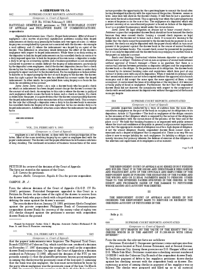 Republic Bank vs. Ebrada | PDF | Cheque | Payments