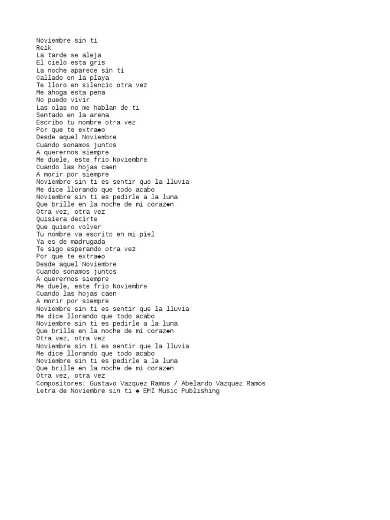 Noviembre Sin Ti | PDF