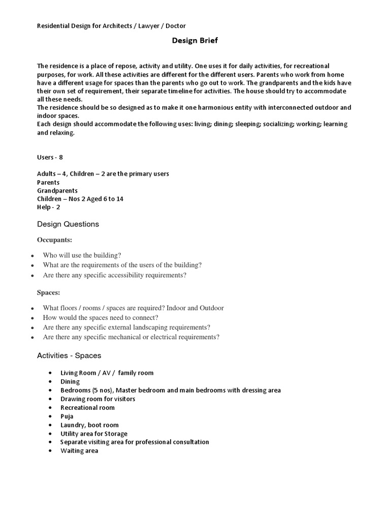 Design Brief - Residence.docx | Accessibility | Room | Free 30-day ...
