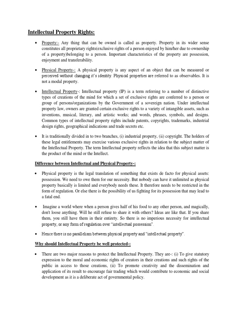 Intellectual Property Rights | PDF | Intellectual Property | Ownership