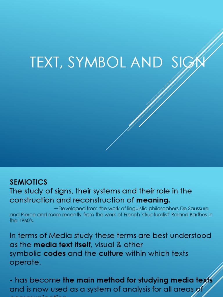 Text, Symbol, Sign and Meaning | PDF | Symbols | Philosophical Theories