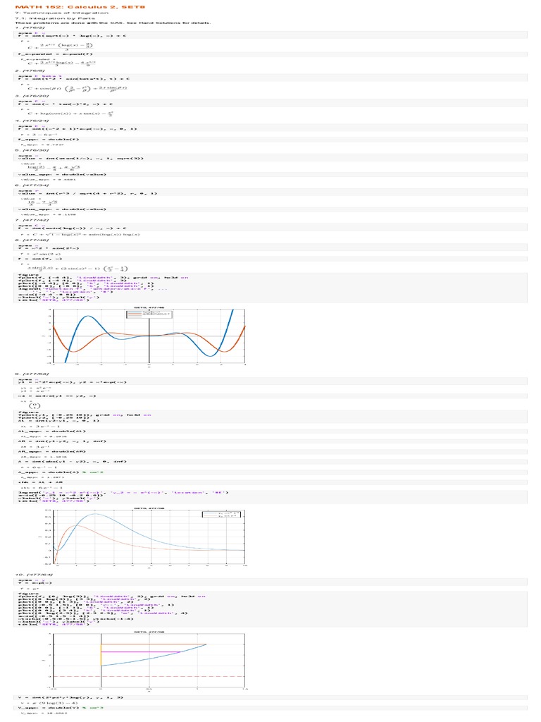 Math 152 - Calculus 2, Set8.6 | PDF