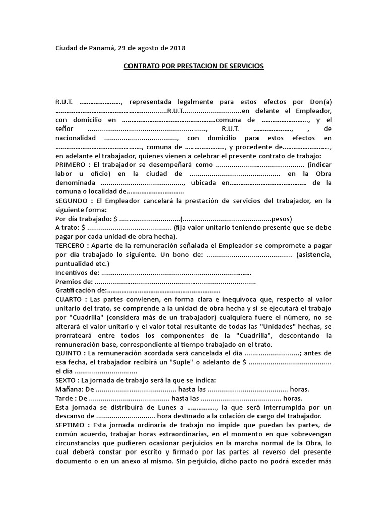 Ejemplo Contrato para Contratista | PDF | Derecho laboral | Arquitecto
