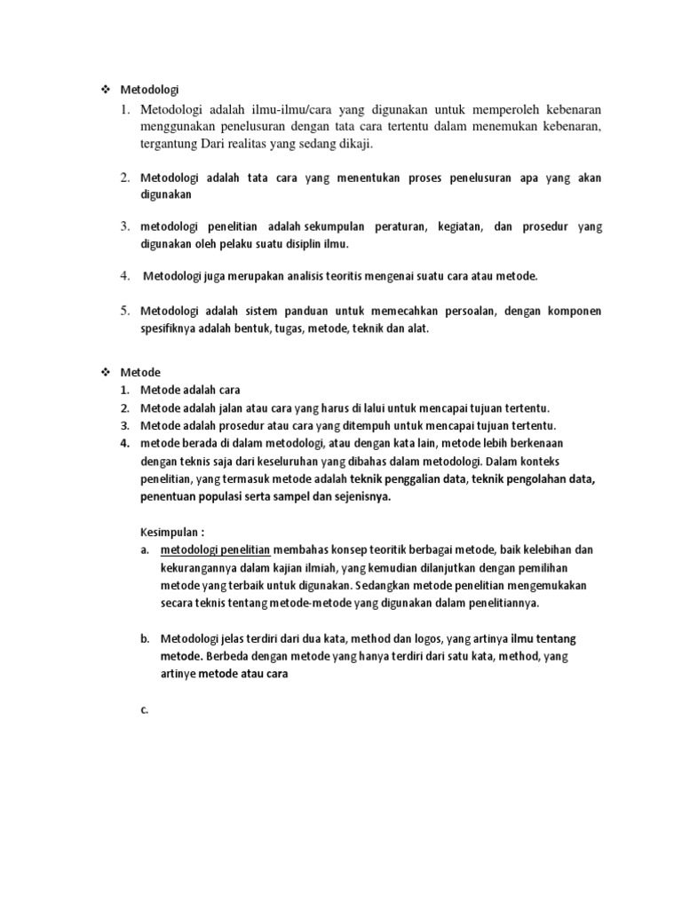 Metodologi Vs Metode | PDF