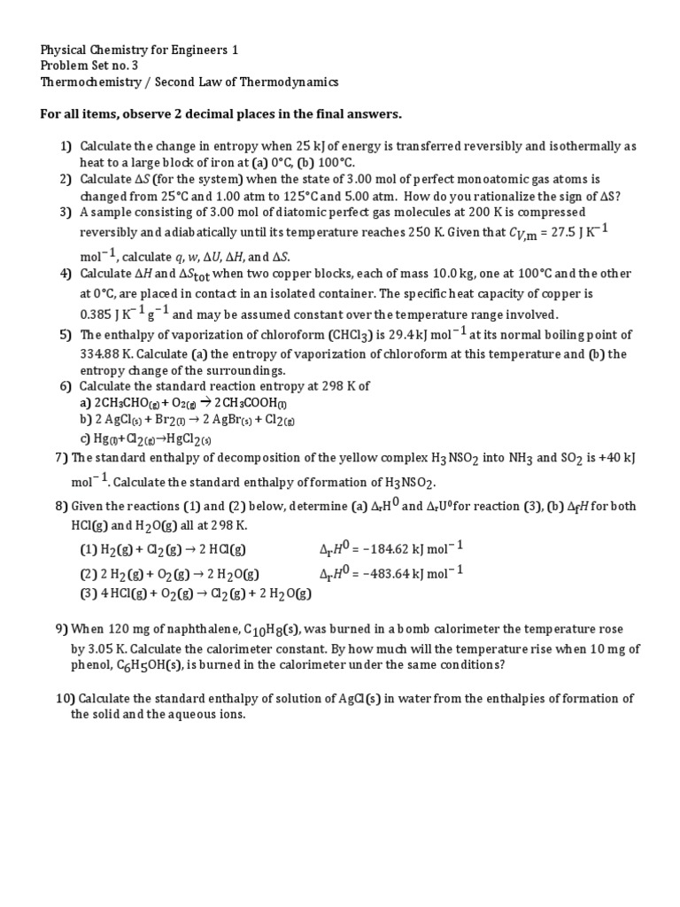 Problem Set 3 PDF | PDF | Entropy | Heat