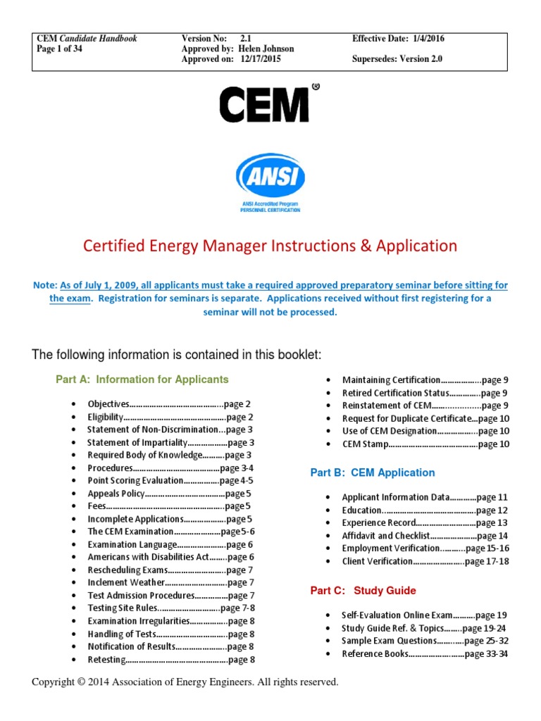 Cem Handbook | PDF | Test (Assessment) | Certification