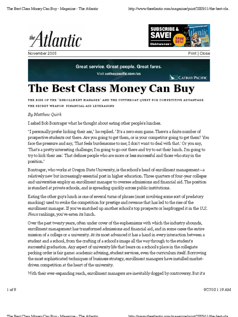 The Best Class Money Can Buy | PDF | Sat | Business