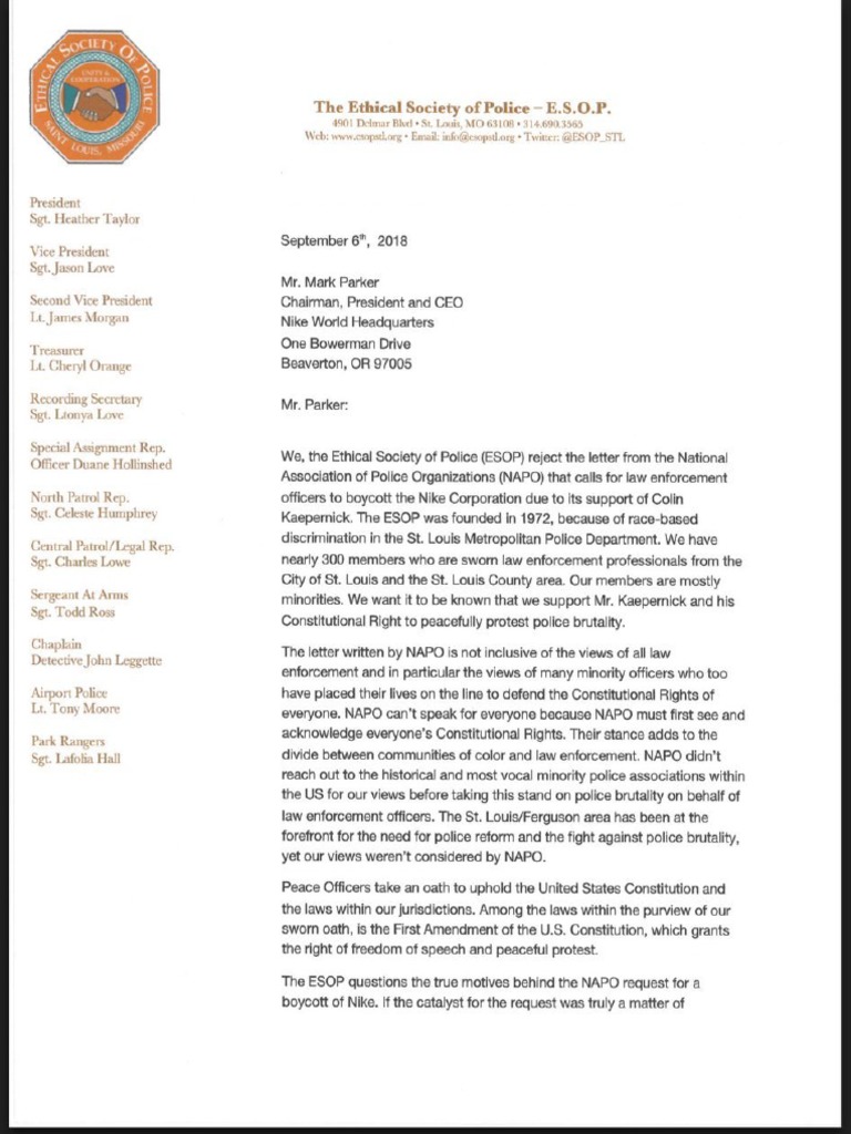 ESOP Letter To Nike PDF