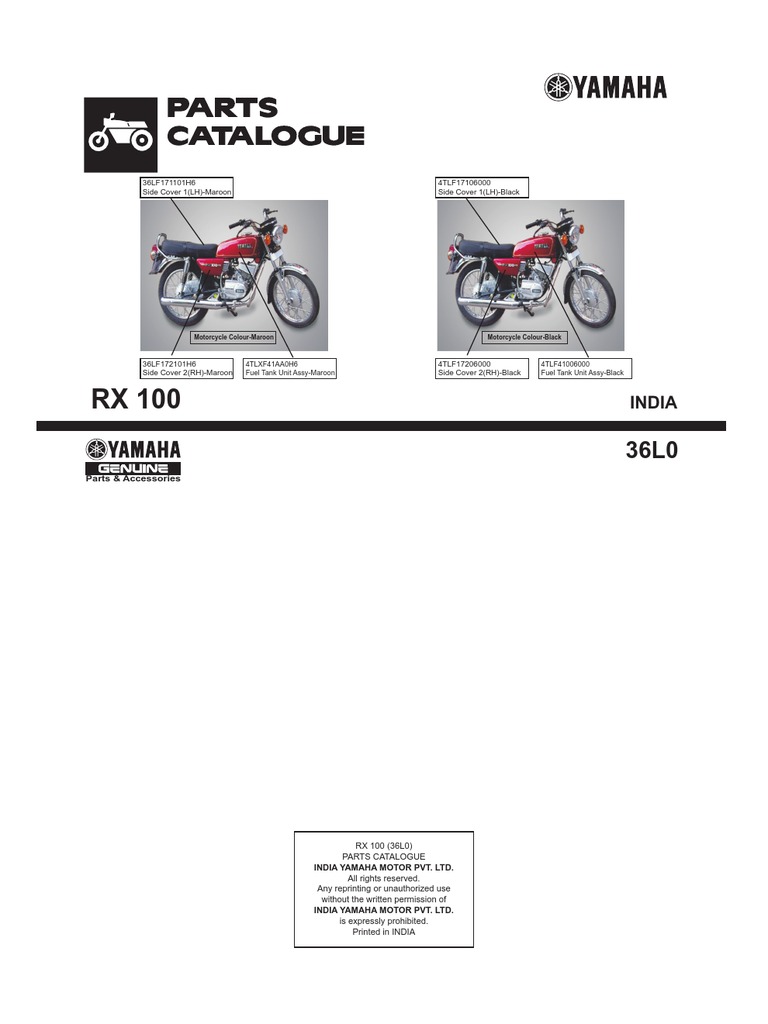 Yamaha Rx100 Part Catalog | PDF | Transportation Engineering ...