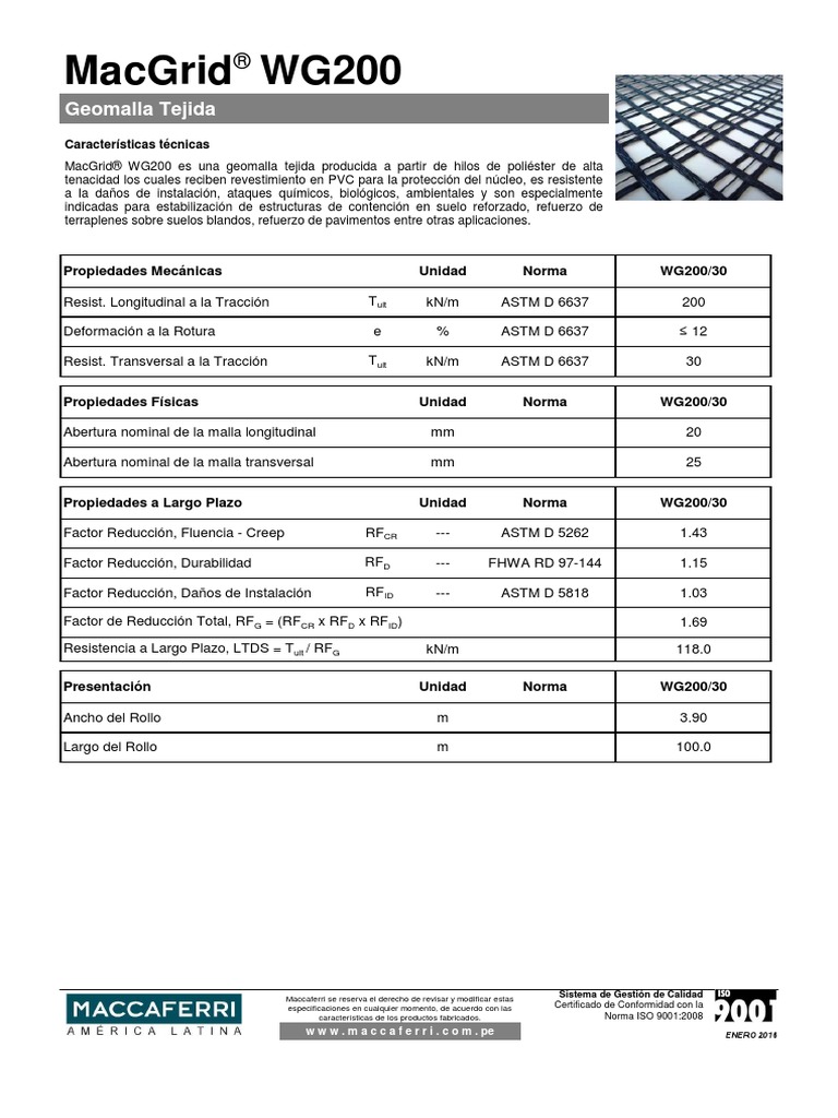 Hoja Técnica MacGrid WG 200 | PDF | Materiales | Naturaleza