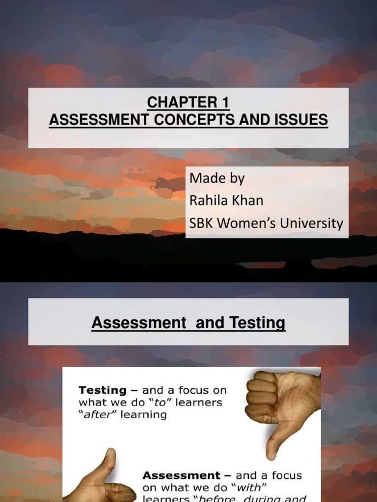 Assessment Concepts and Issues: Made by Rahila Khan SBK Women's ...