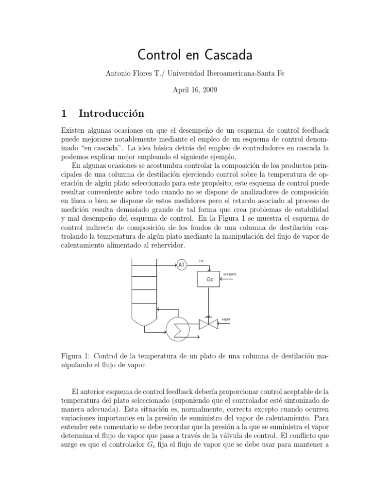 Control Cascada | PDF | Destilación | Reactor Quimico