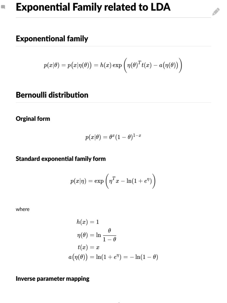 Exponential Family Related To LDA | PDF | Teaching Methods & Materials