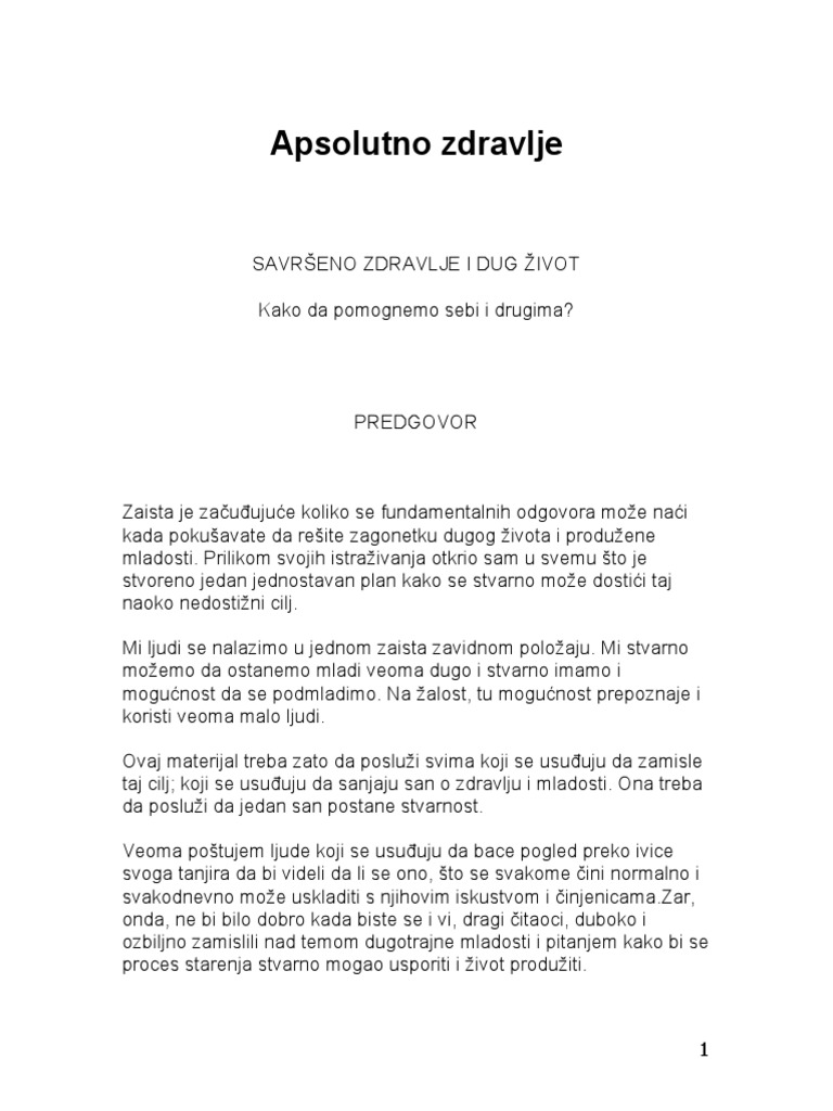 Apsolutno Zdravlje PDF | PDF