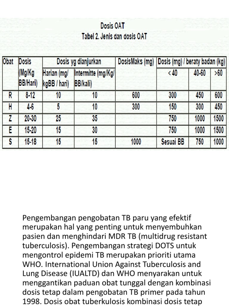 Dosis OAT untuk Pengobatan TB Dewasa | PDF