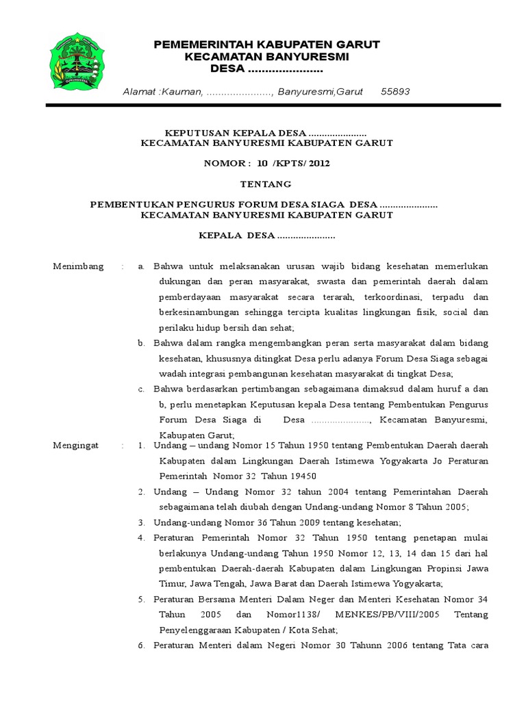 Contoh SK Desa Siaga | PDF
