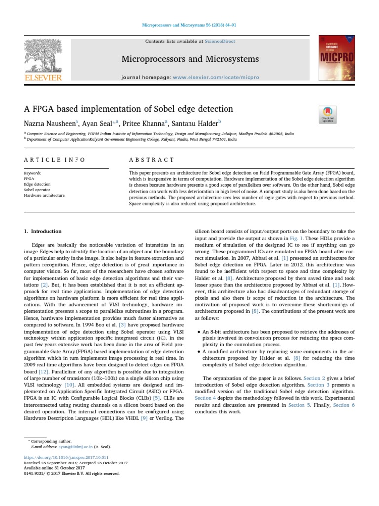 A FPGA Based Implementation of Sobel Edge Detection | PDF | Field Programmable Gate Array ...