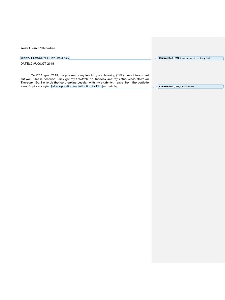 Week 1 Lesson 1 Reflection | PDF