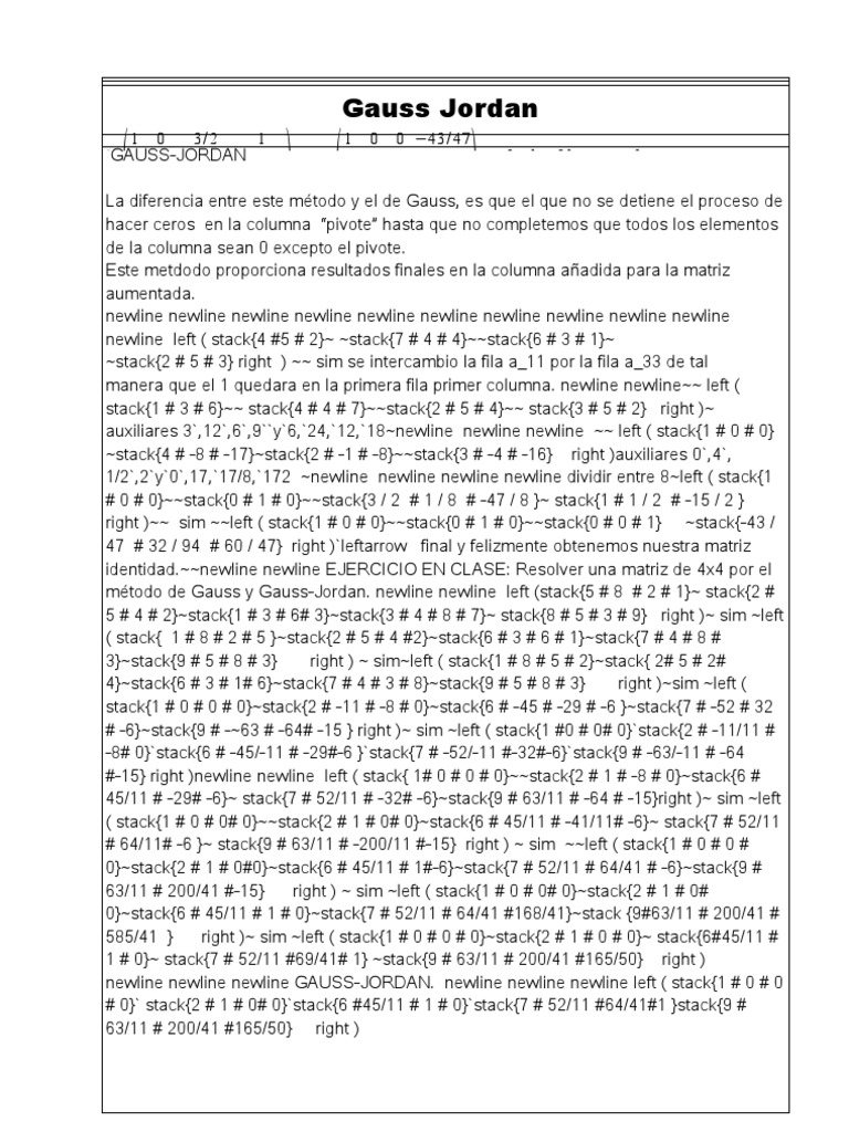Ejemplo de Método Gauss-Jordan | PDF | Matemáticas discretas | Álgebra