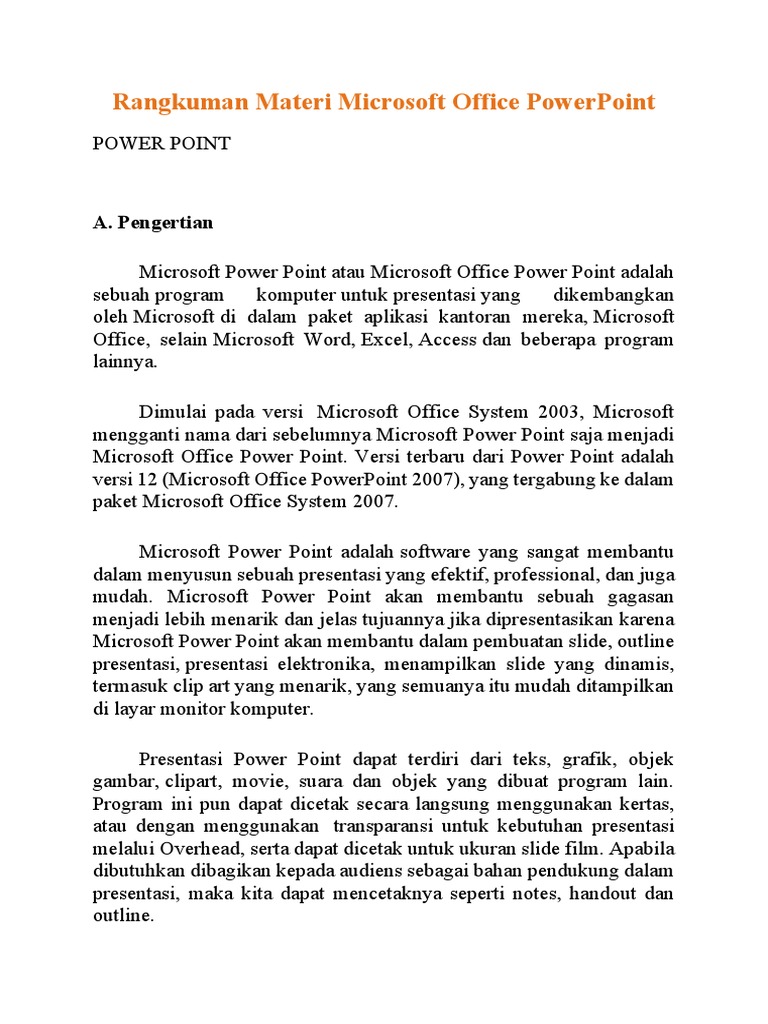 Rangkuman Materi Microsoft Office PowerPoint | PDF