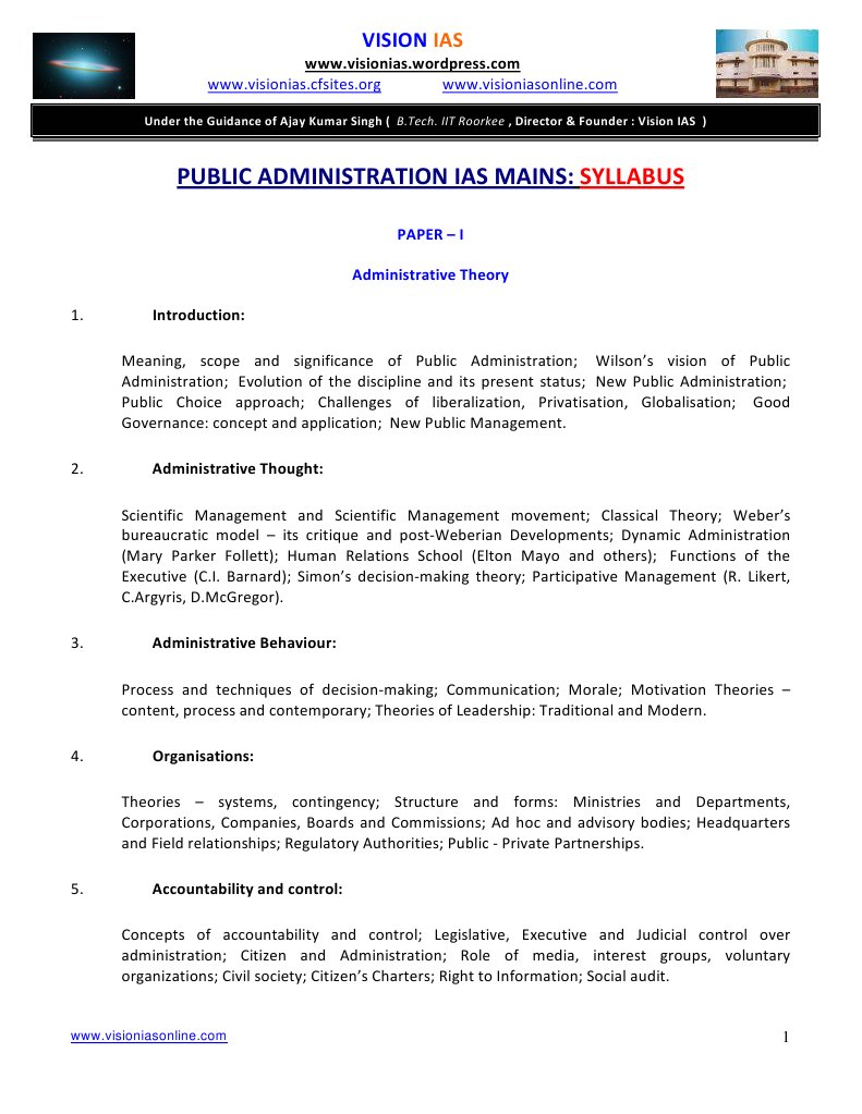 Public Administration IAS Syllabus | PDF