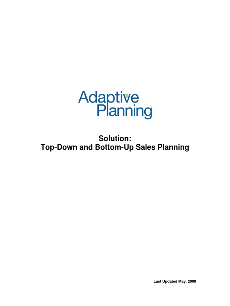 Top Down and Bottom Up Sales Planning | PDF | Top Down And Bottom Up ...