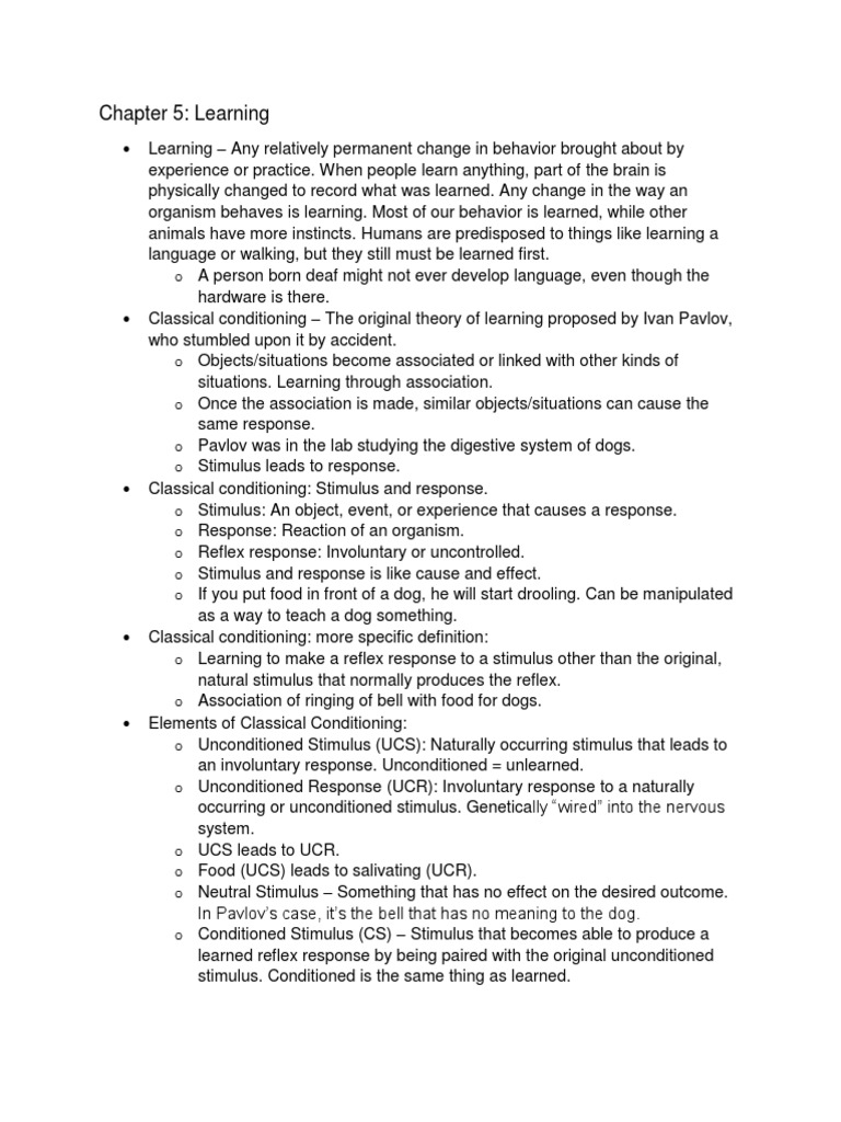 Chapter 4 | PDF | Classical Conditioning | Reinforcement