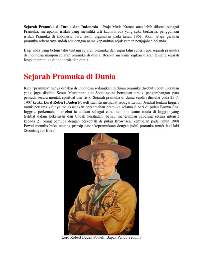 Sejarah Pramuka Di Dunia Dan Indonesia | PDF