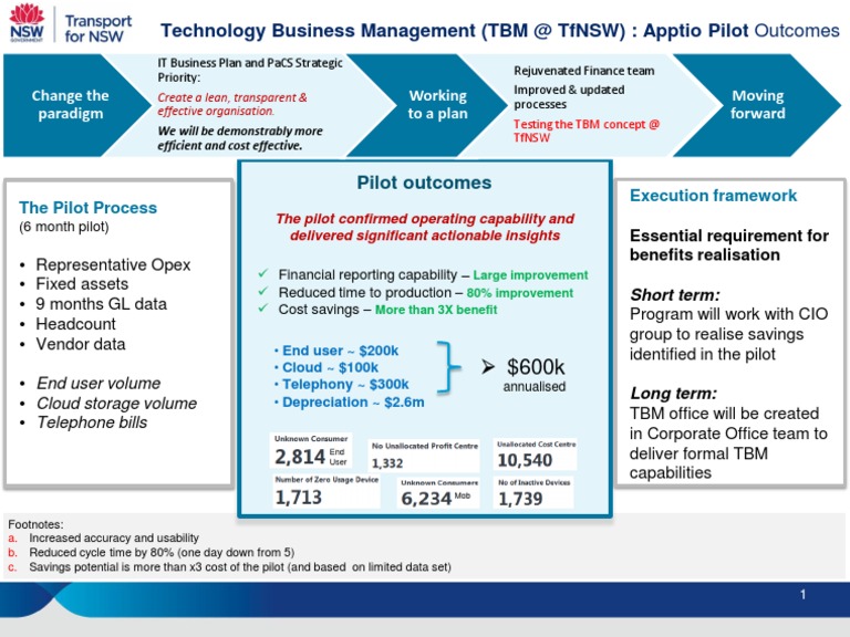 Apptio Pilot Outcomes V1.1 | PDF | Cloud Computing | Information Technology