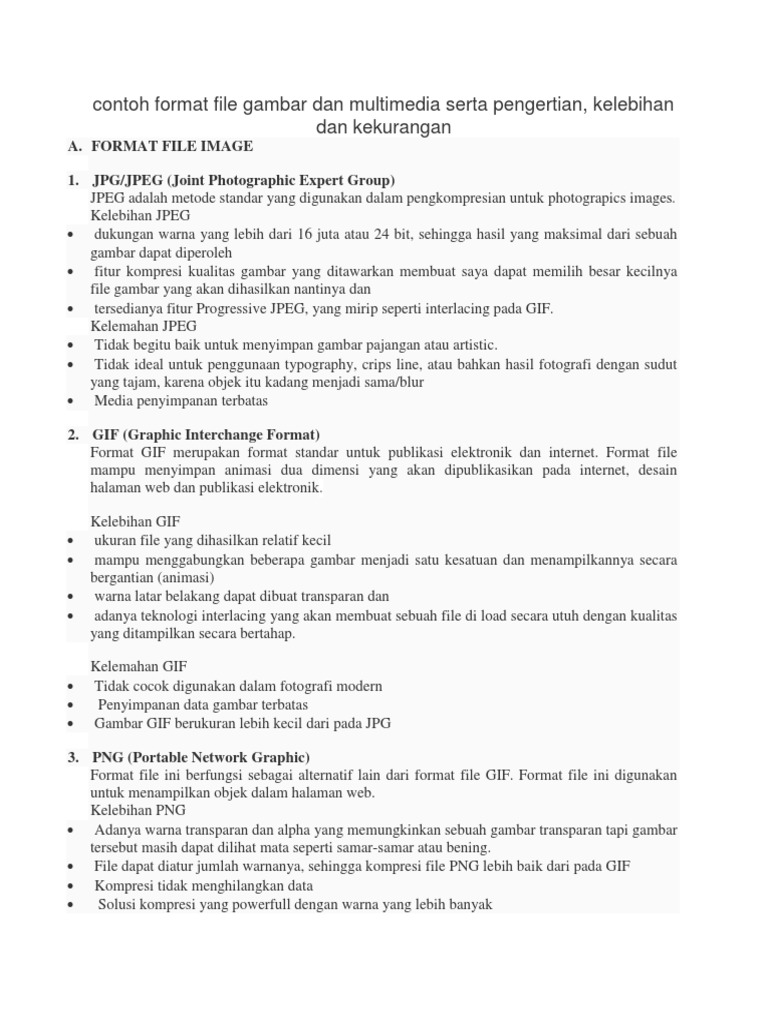 Contoh Format File Gambar Dan Multimedia Serta Pengertian | PDF