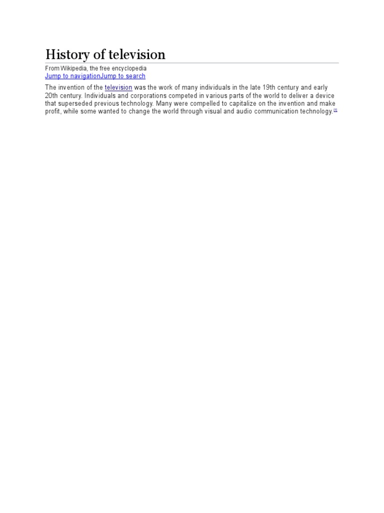 History of Television | PDF | Travel