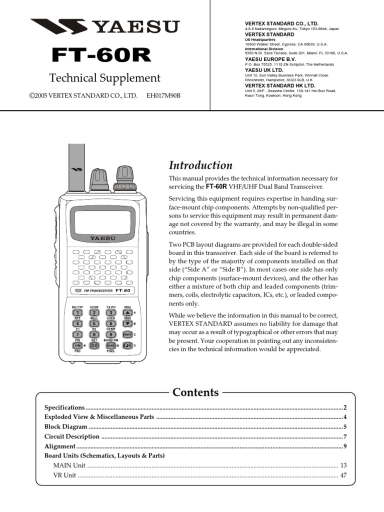 Yaesu FT 60r Service Manual | PDF | Frequency Modulation | Amplifier