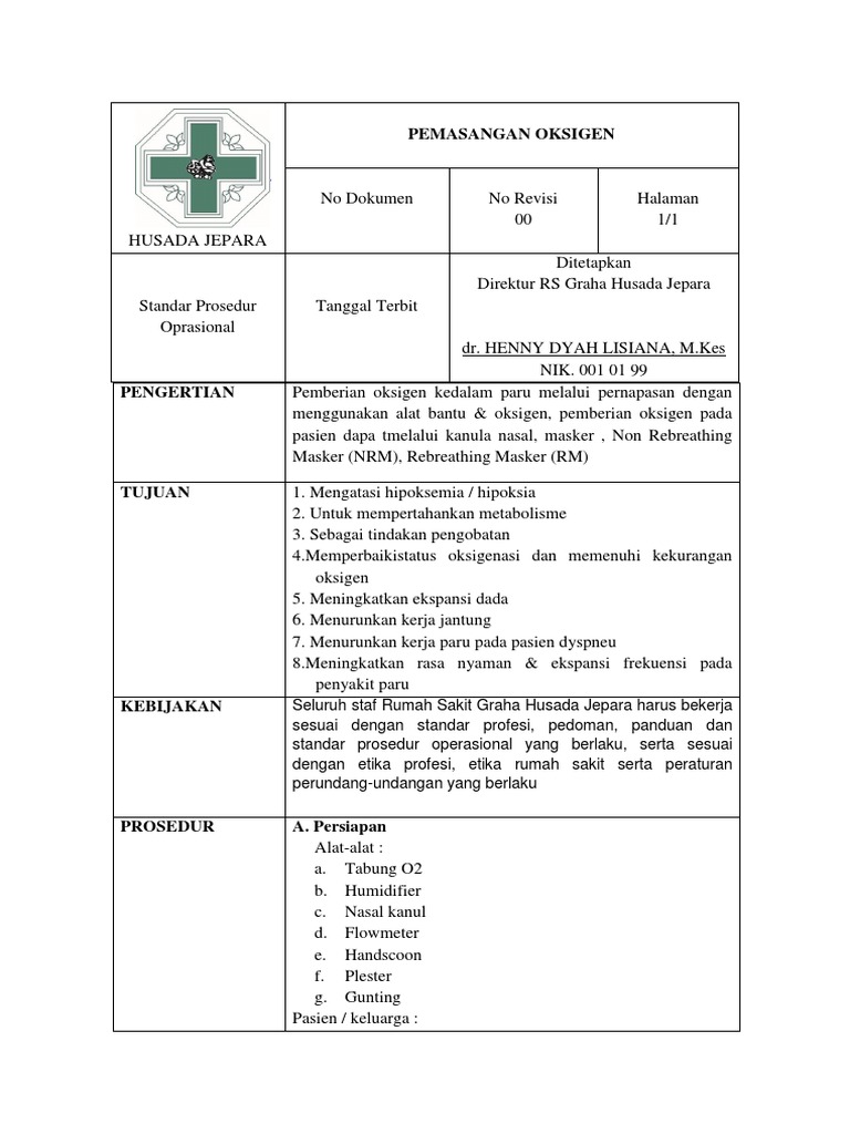 Spo Pemasangan Oksigen | PDF