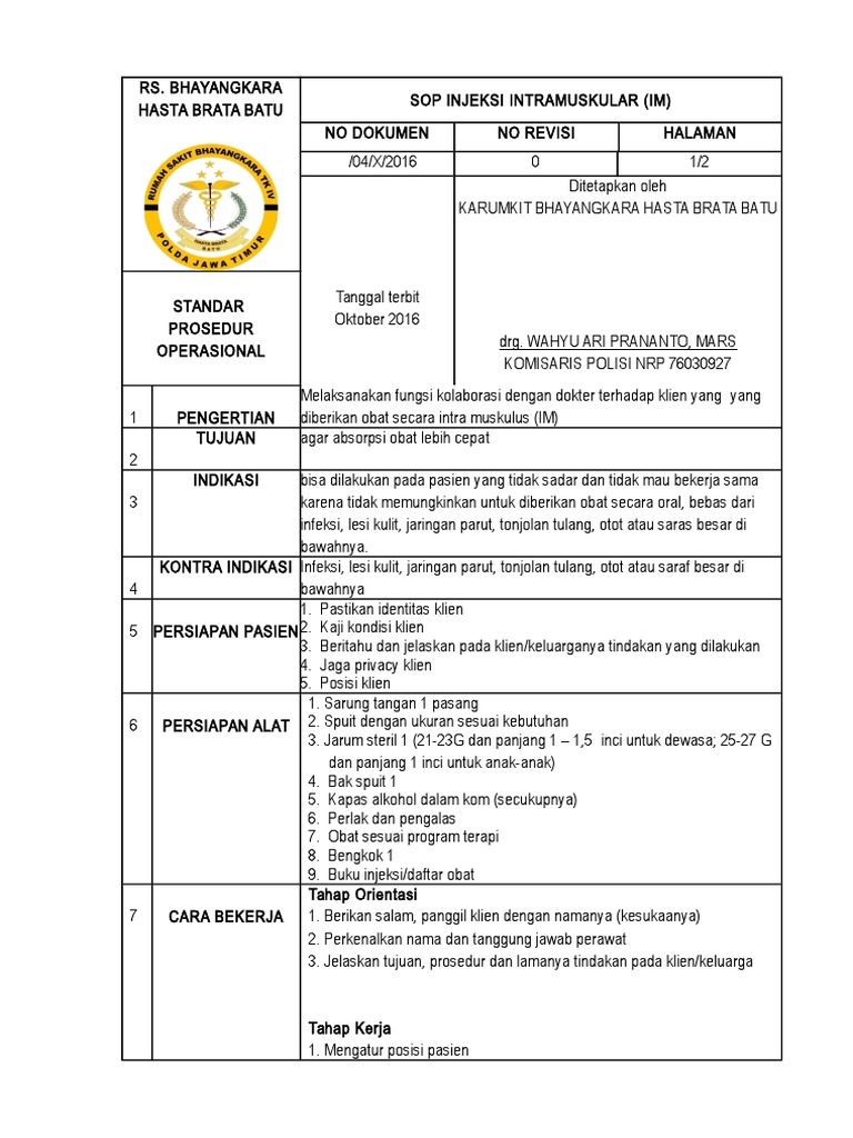 Sop Injeksi Im | PDF