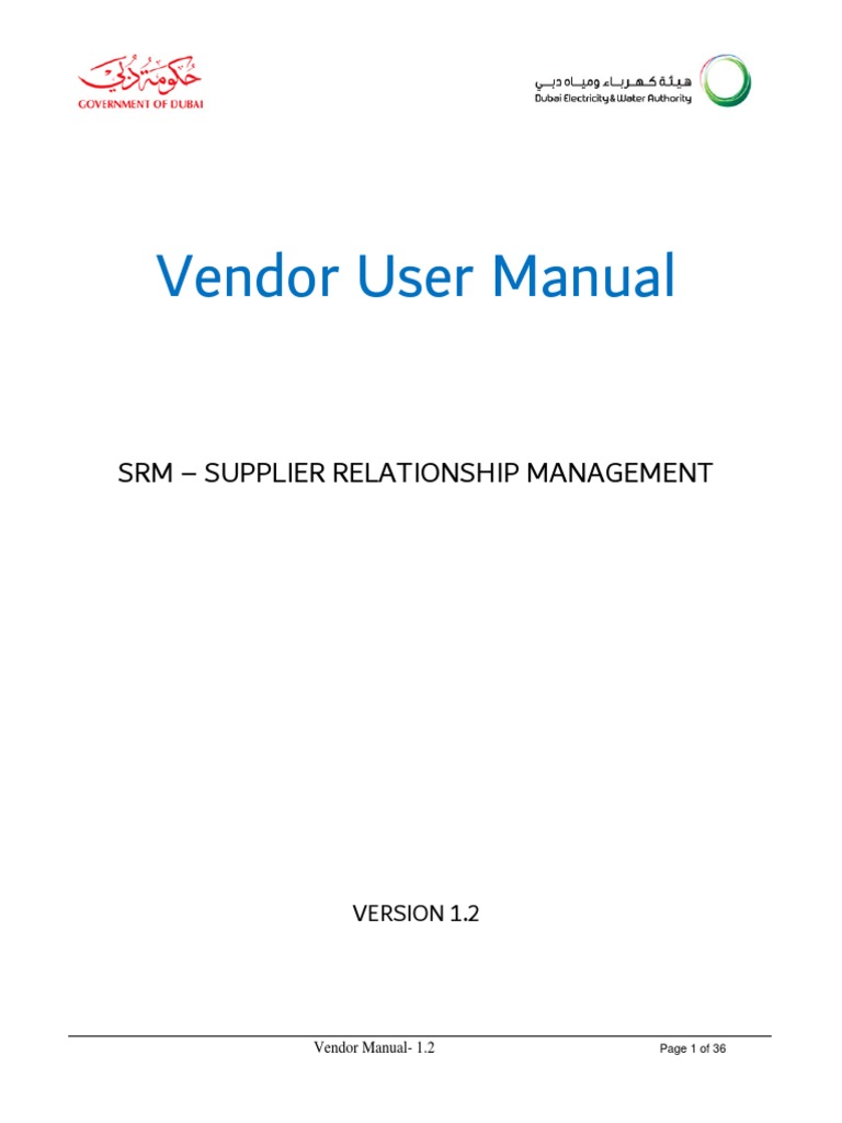 DEWA Vendor Manual for SRM System | PDF | Value Added Tax | Login