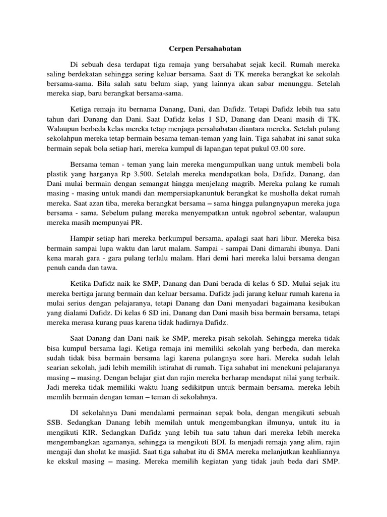 Cerpen-Persahabatan Tiga Remaja | PDF