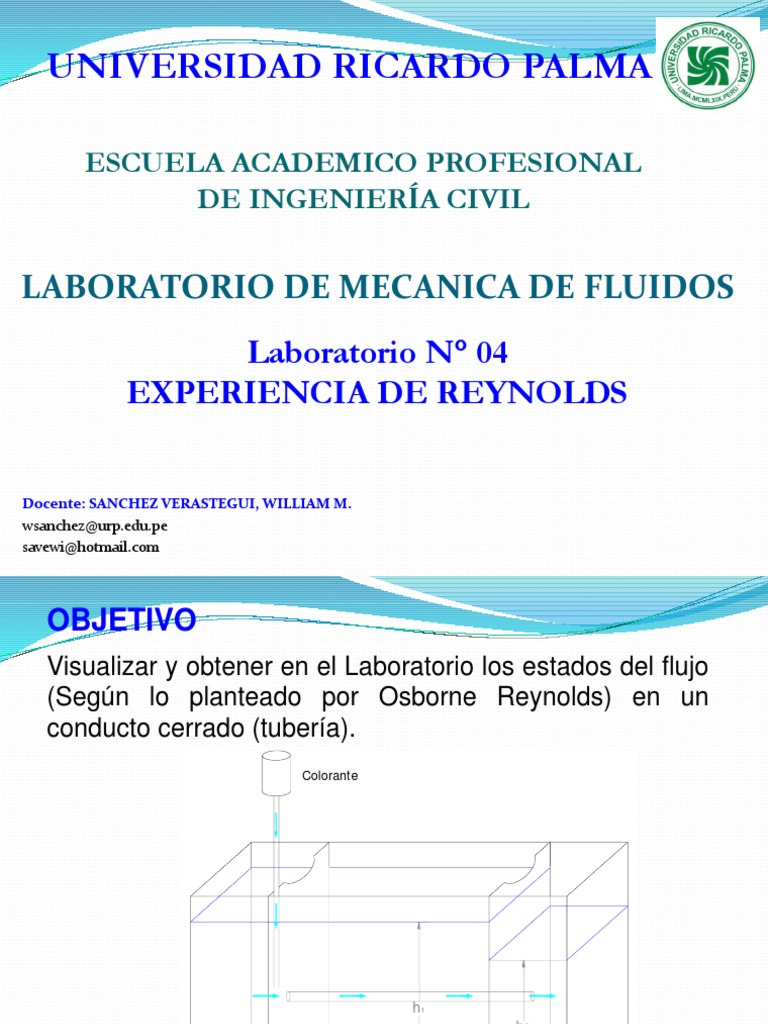 Laborat 4 Mecanica Fluidos Urp 2018 1 | PDF | Numero Reynolds | Flujo laminar