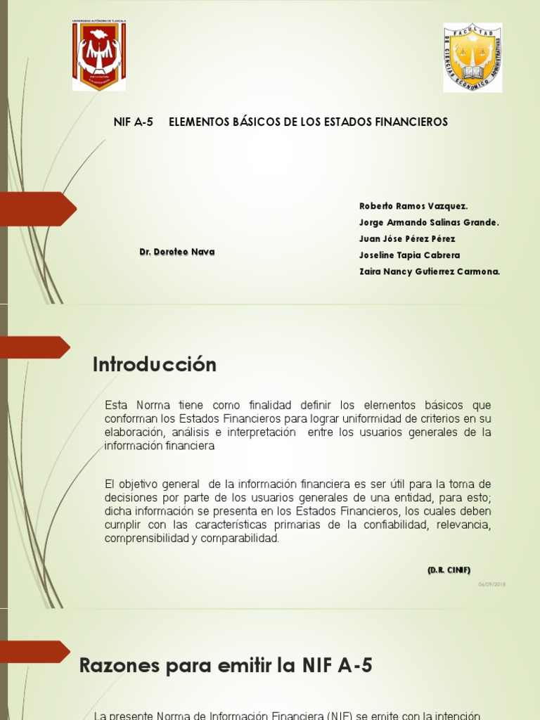 Nif a-5 Elementos Básicos de Los Estados Financieros | PDF | Contabilidad | normas ...